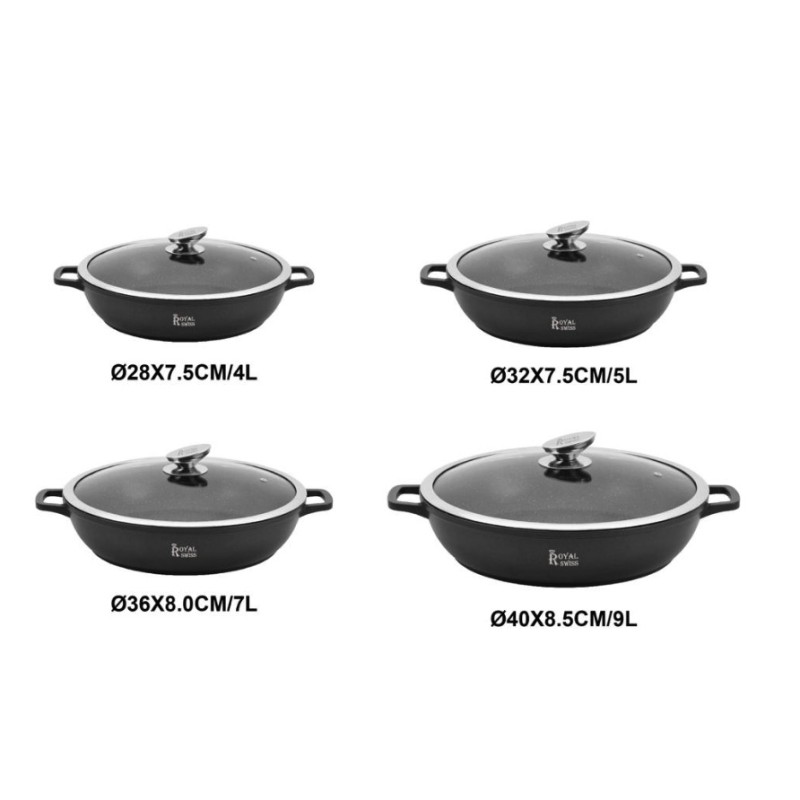 Marmite Royal Swiss – Casserole antiadhésive avec couvercle en verre